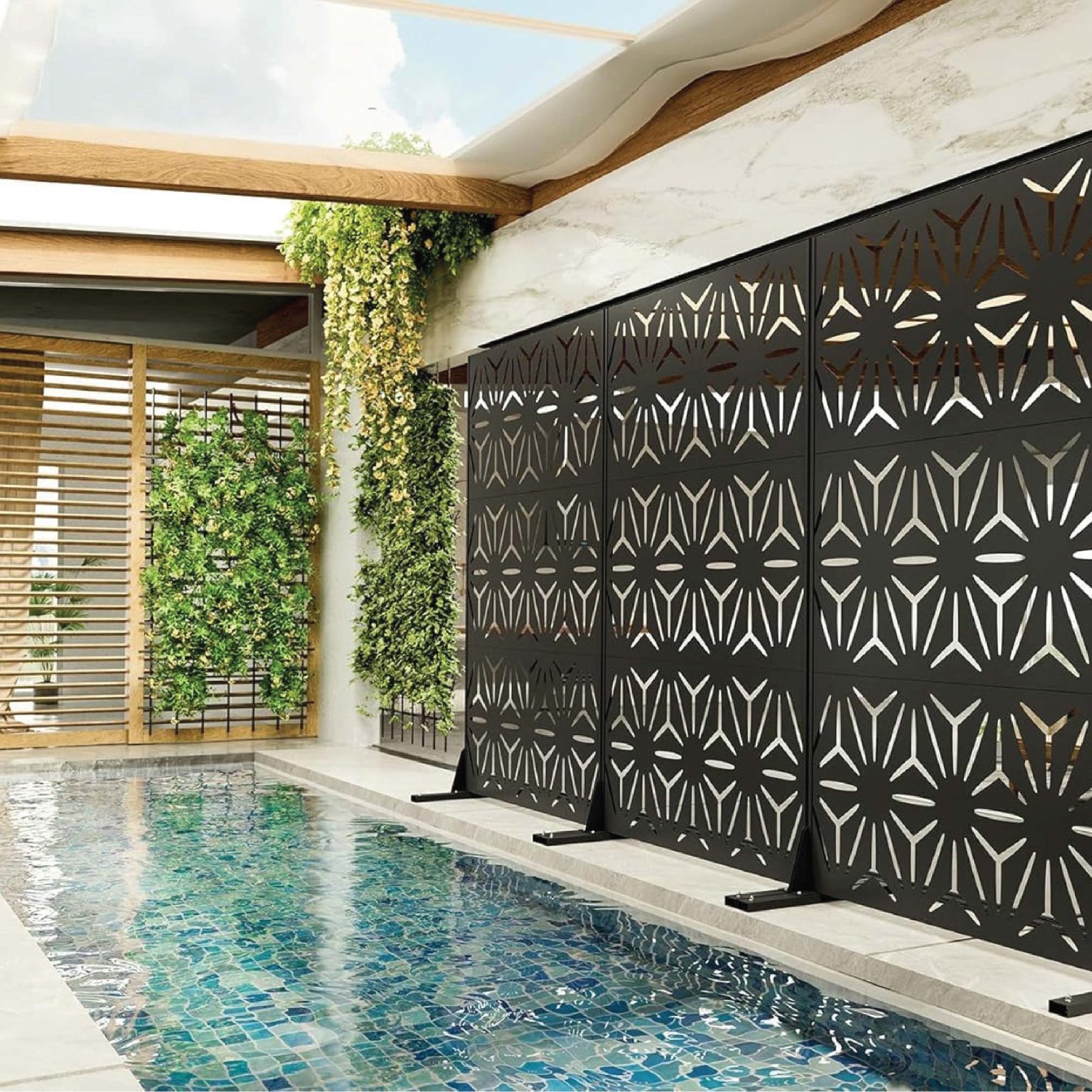Pool Side Privacy Panels – Laser cutting modern abstract decorative ...